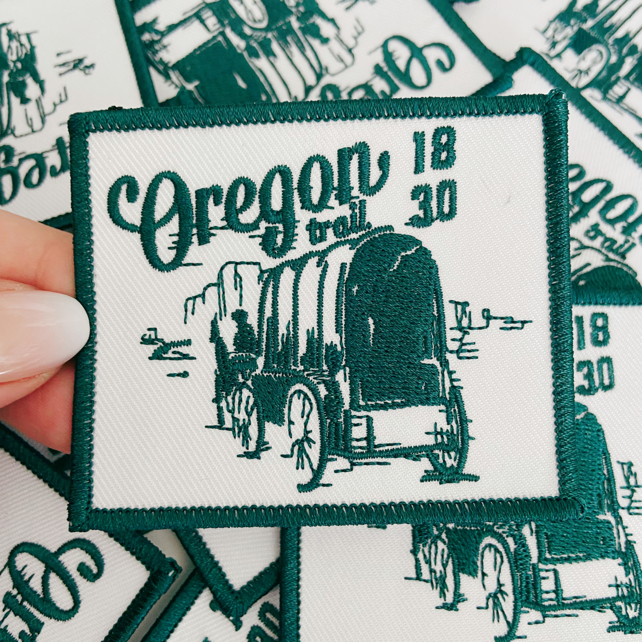 3" Oregon Trail in GREEN - Embroidered Hat Patch – TEELUX